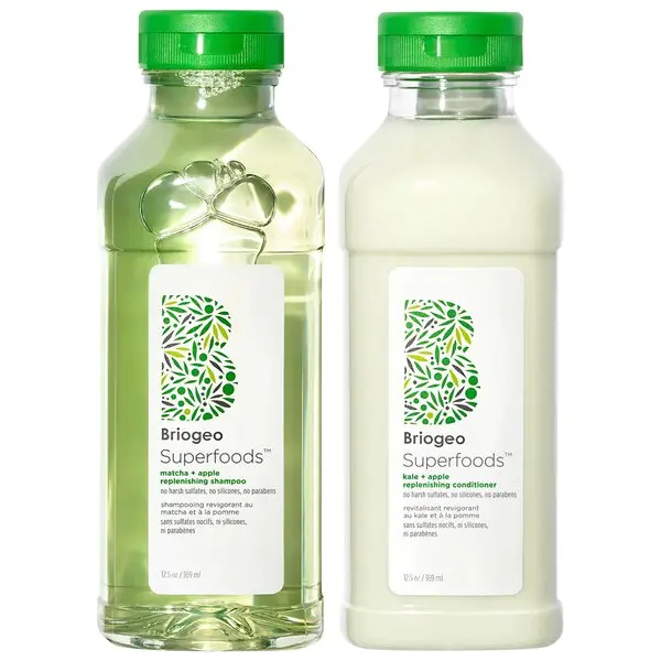 BRIOGEO Superfoods Apple, Matcha + Kale Replenishing Shampoo + Conditioner Duo - One-color