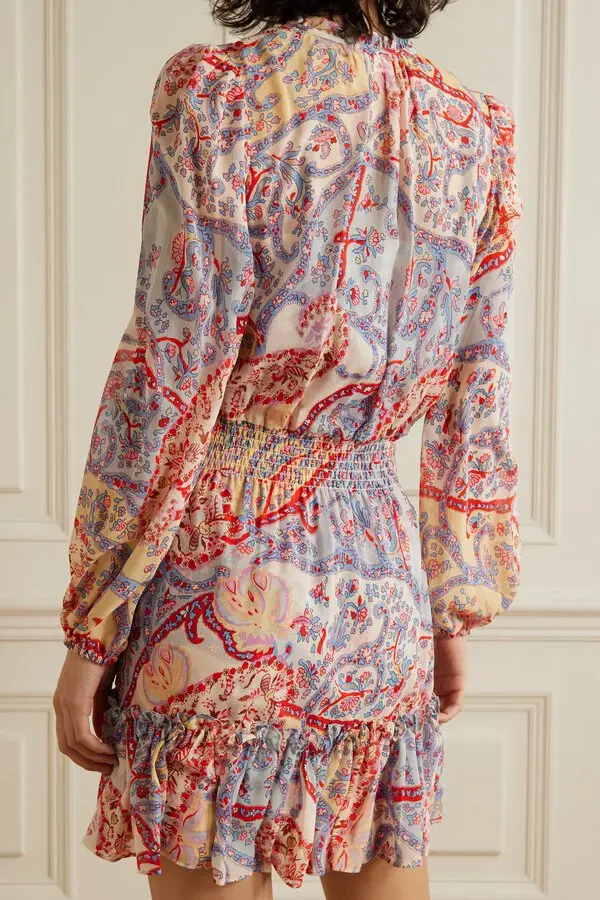 Veronica Beard Destiny Ruffled Printed Silk-chiffon Mini Dress