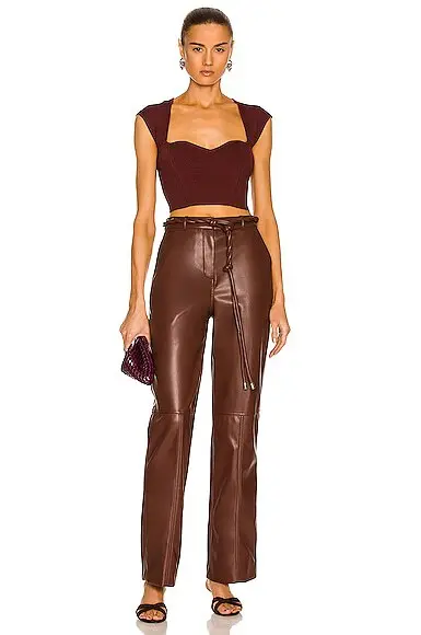 Simkhai Dasha Vegan Leather Pant In Burgundy