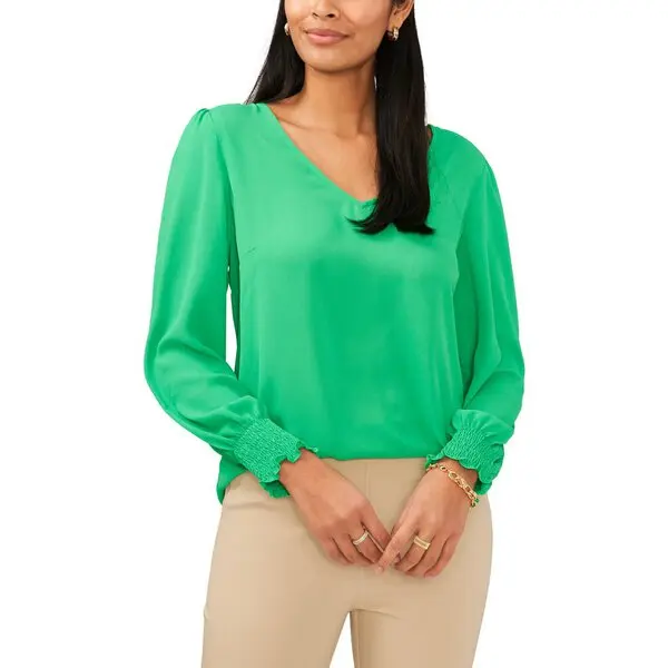 Chaus Smocked Cuff Top - Vivid Green 328