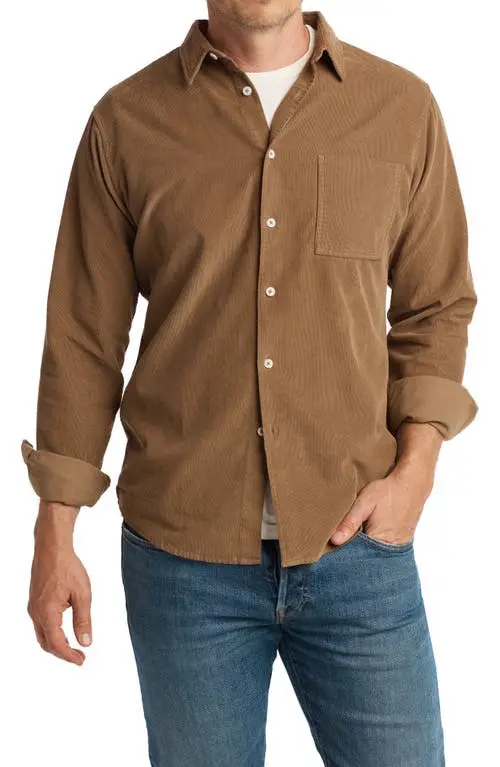 ROAN Nobel Fine Wale Corduroy Button-up Shirt - Umber
