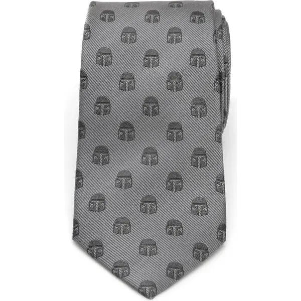 CUFFLINKS, INC. Mandalorian Helmet Silk Tie - Gray