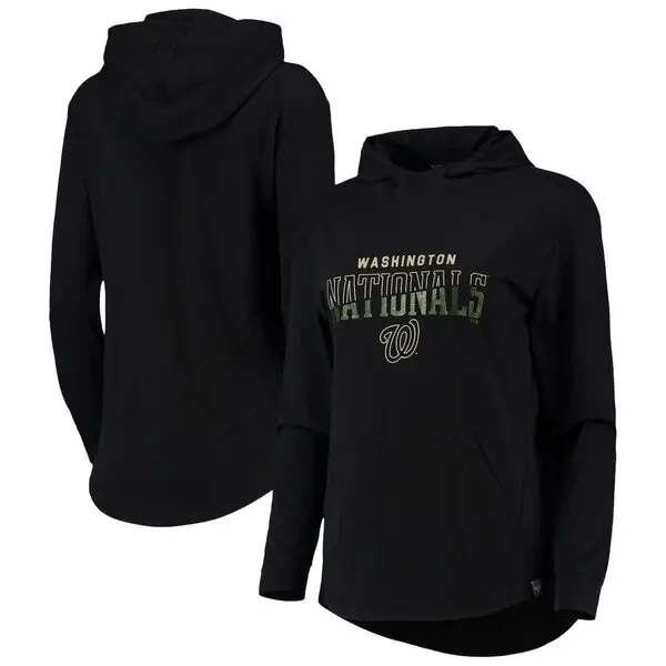 LEVELWEAR Washington Nationals Vivid Scuba Neck Pullover Hoodie - Black