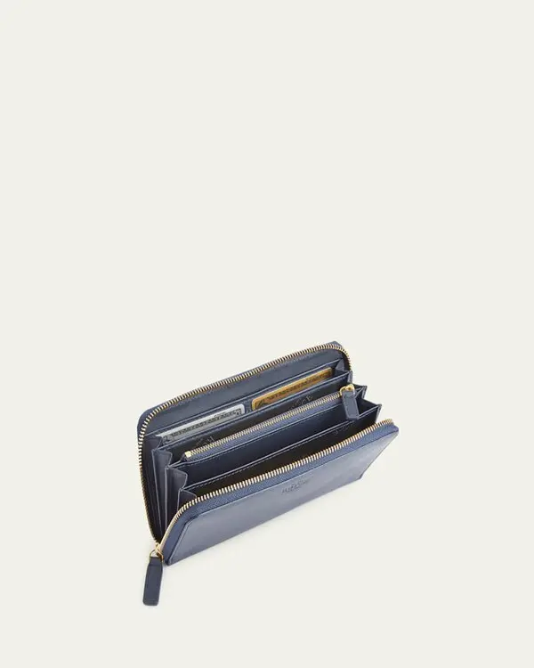 ROYCE NEW YORK Rfid Blocking Continental Wallet, Personalized - Navy Blue