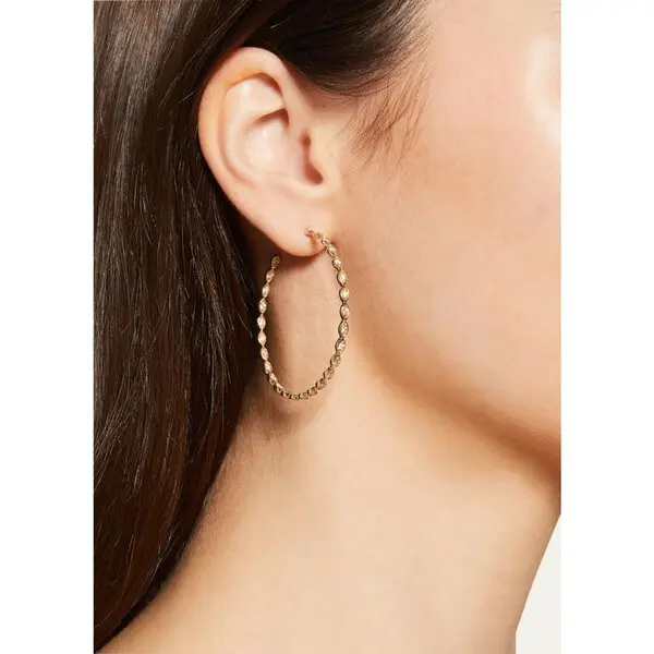 SYDNEY EVAN Yellow Gold Large Marquise Evil Eye Diamond Hoop Earrings
