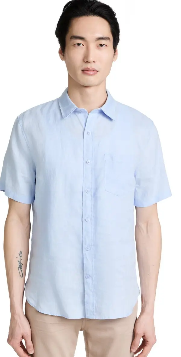 Vince Linen Short Sleeve Button Down Shirt