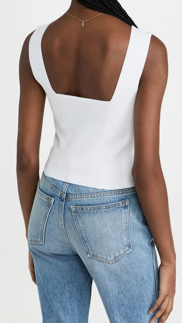 A.L.C. Jordana Cropped Top With Sweetheart Neckline - White