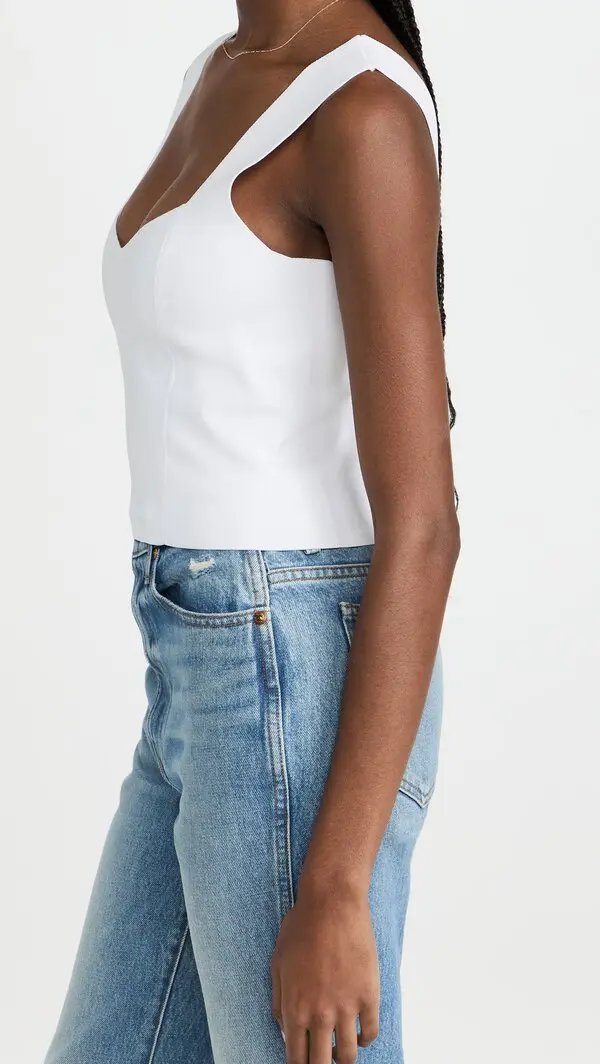 A.L.C. Jordana Cropped Top With Sweetheart Neckline - White