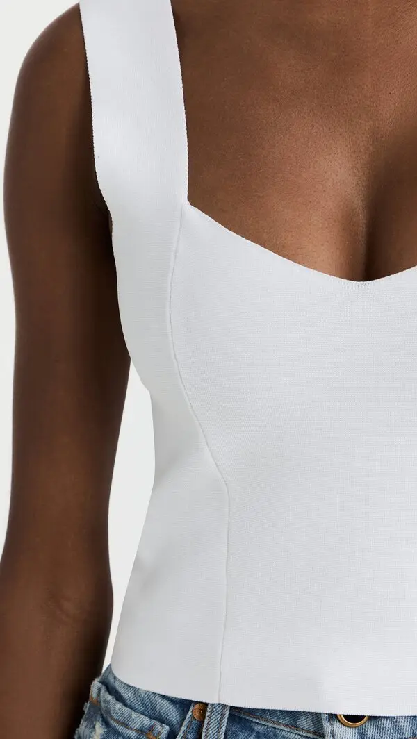 A.L.C. Jordana Cropped Top With Sweetheart Neckline - White