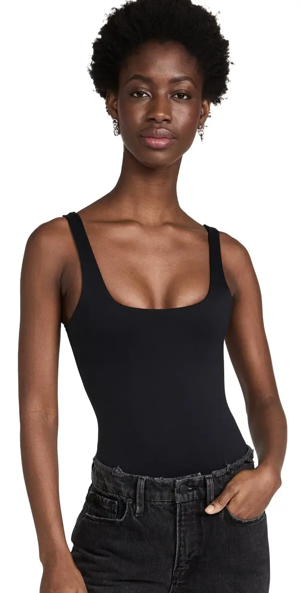 Good American Sculpting Modern Tank Bodysuit - Black001