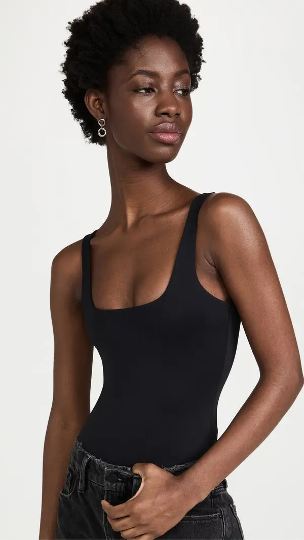 Good American Sculpting Modern Tank Bodysuit - Black001