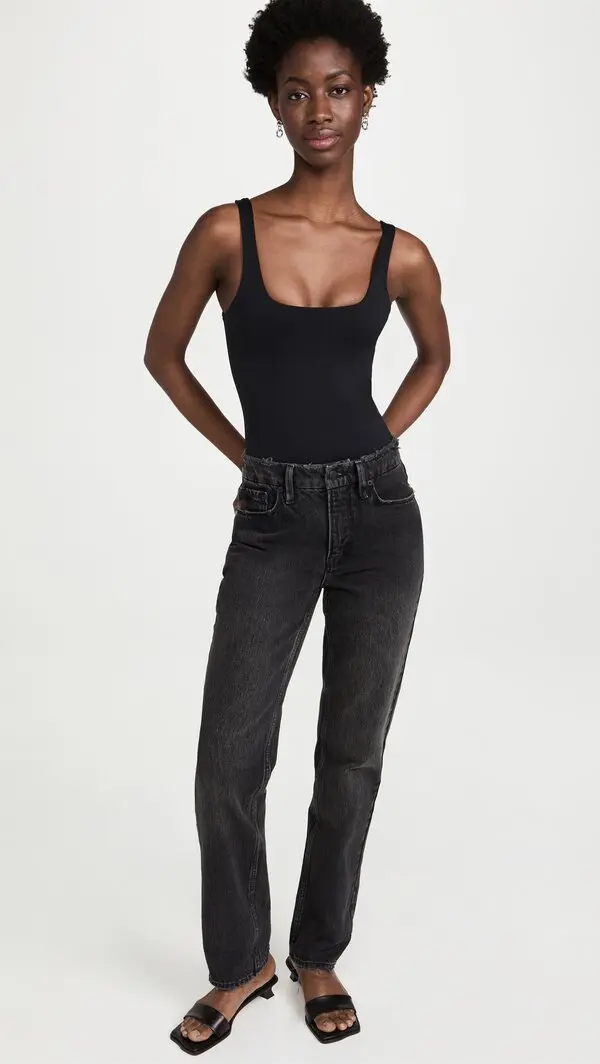 Good American Sculpting Modern Tank Bodysuit - Black001