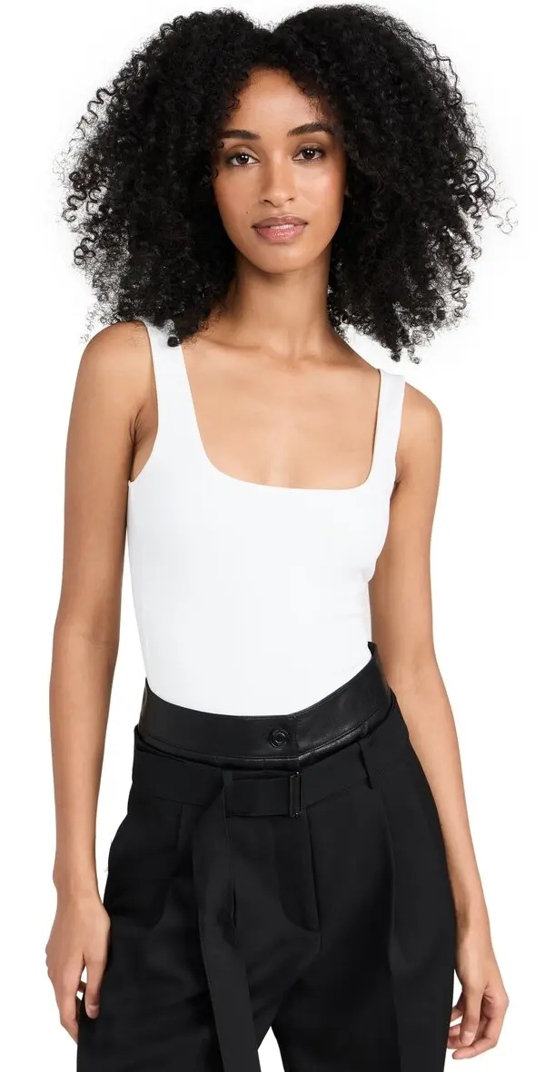 Good American Sculpting Modern Tank Thong Bodysuit - White001