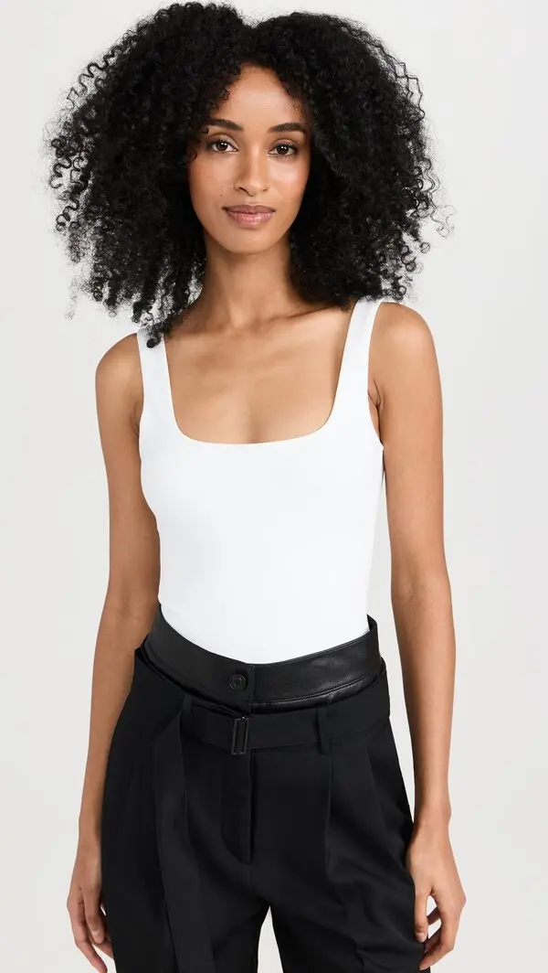 Good American Sculpting Modern Tank Thong Bodysuit - White001