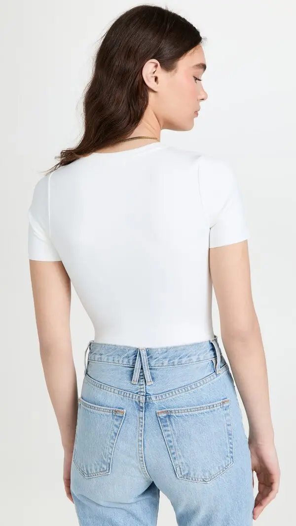 Good American Sculpting Tee Thong Bodysuit - White001