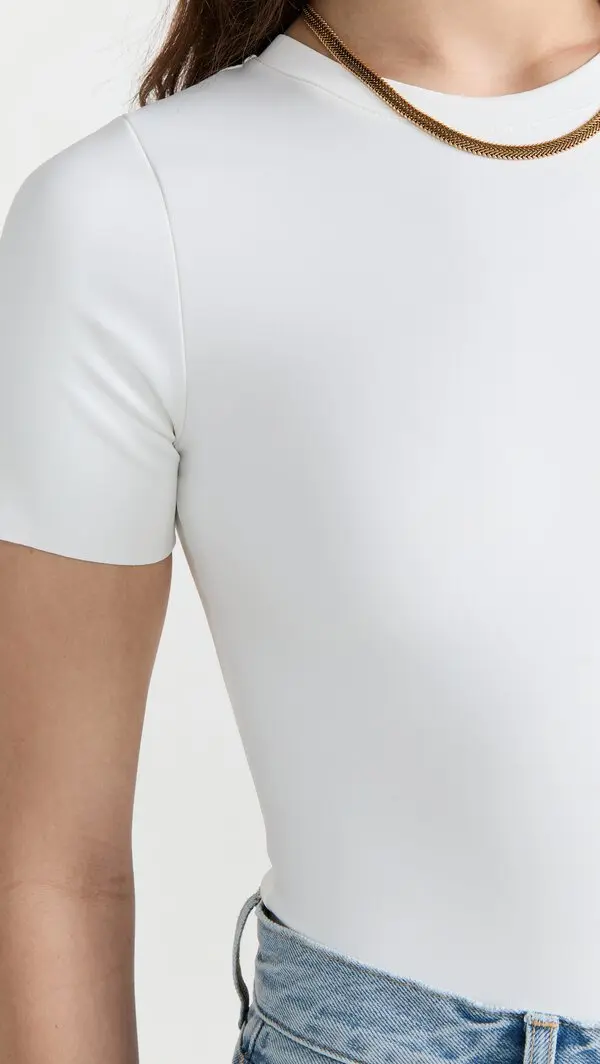 Good American Sculpting Tee Thong Bodysuit - White001