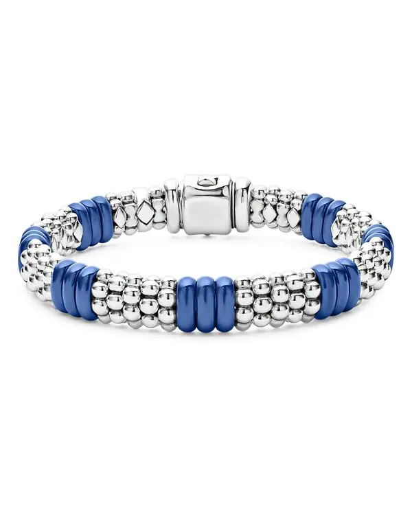 Lagos 18k Yellow Gold & Sterling Silver Ultramarine Rondelle Bracelet - Blue/silver
