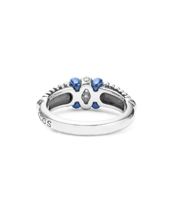 Lagos Sterling Silver, Diamond And Ceramic Ring - Blue/silver