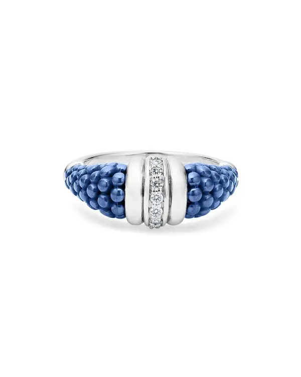 Lagos Sterling Silver, Diamond, And Ceramic Ring