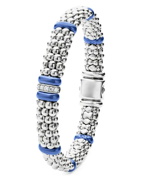Lagos 18k Yellow Gold, Sterling Silver, Diamond, And Ceramic Bracelet - Blue/silver