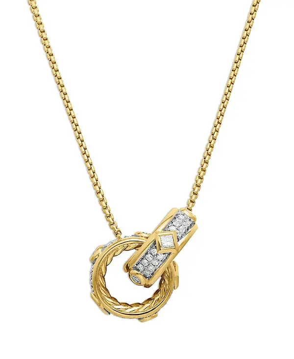 David Yurman 18k Yellow Gold Modern Renaissance Diamond Pendant Necklace - No Color