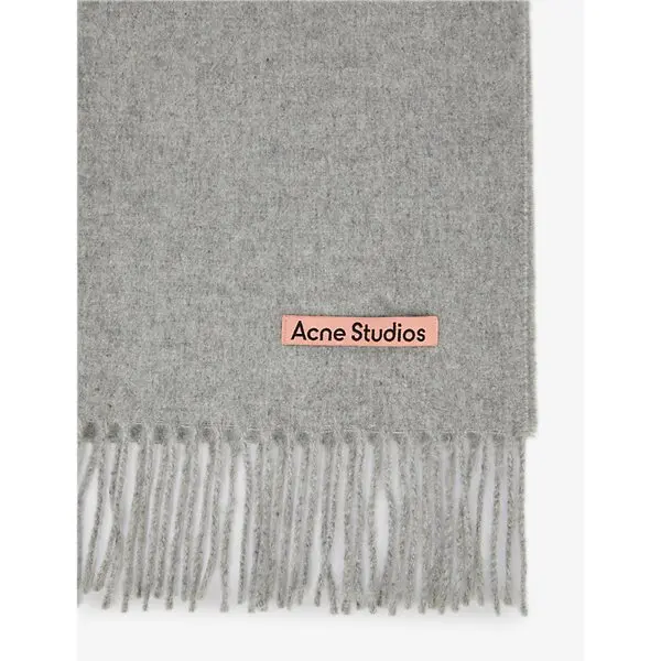 Acne Studios Canada New Logo-embroidered Wool Scarf - Light Grey Melange