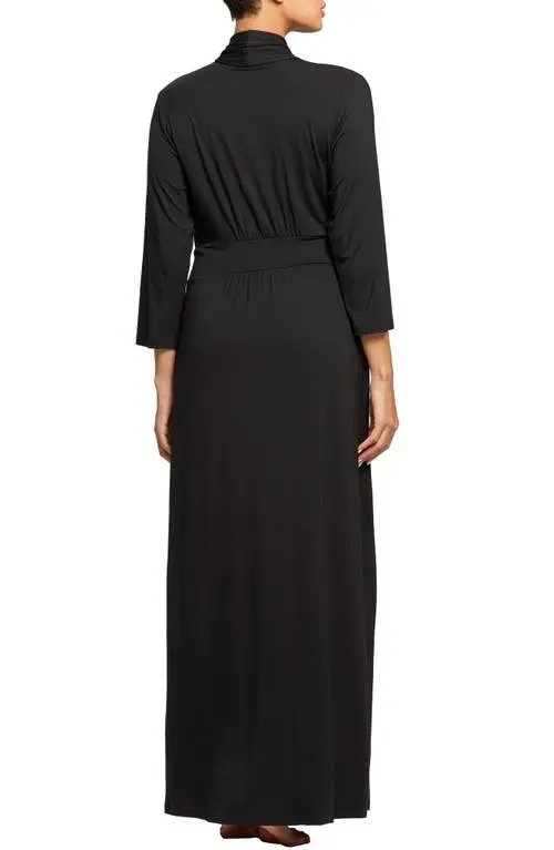 Fleur't Satin Tie Stretch Knit Robe