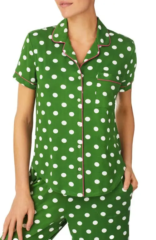 Kate Spade New York Printed Crop Pajama Set - Grn Dot