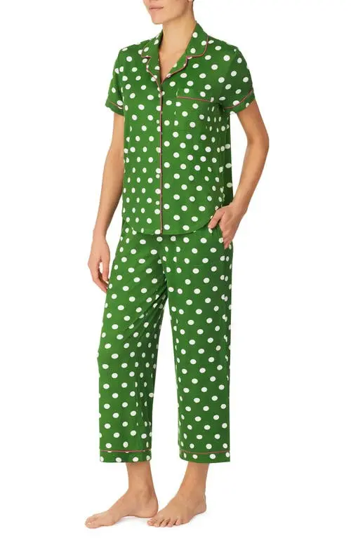 Kate Spade New York Printed Crop Pajama Set - Grn Dot