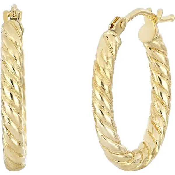 Bony Levy 14k Gold Twisted Oval Hoop Earrings - 14ky