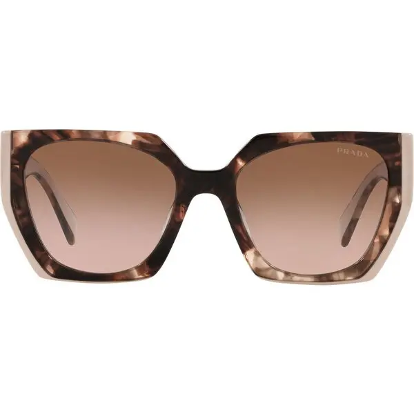 Prada 55mm Gradient Rectangular Sunglasses - Beige Tort