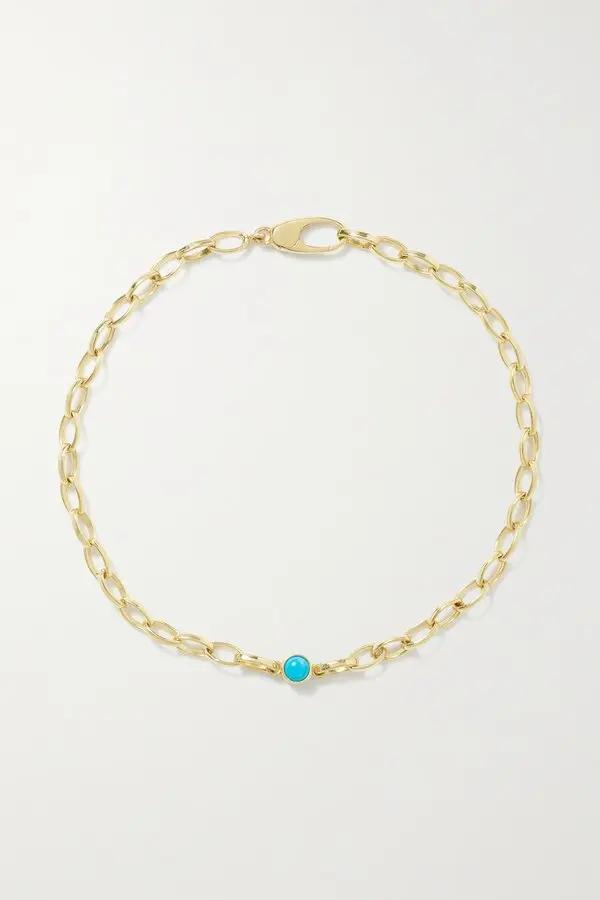 JENNIFER MEYER Small Edith 18-karat Turquoise Bracelet - Gold