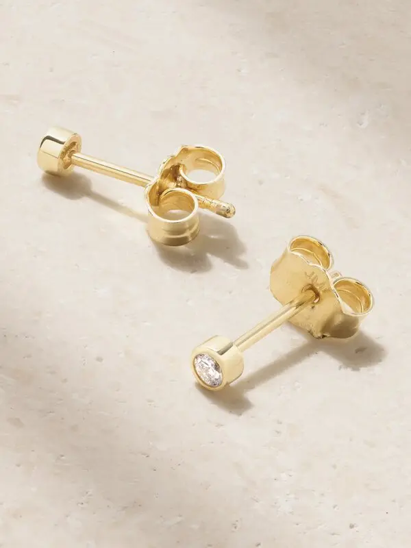 JENNIFER MEYER Mini Bezel 18-karat Diamond Stud Earrings