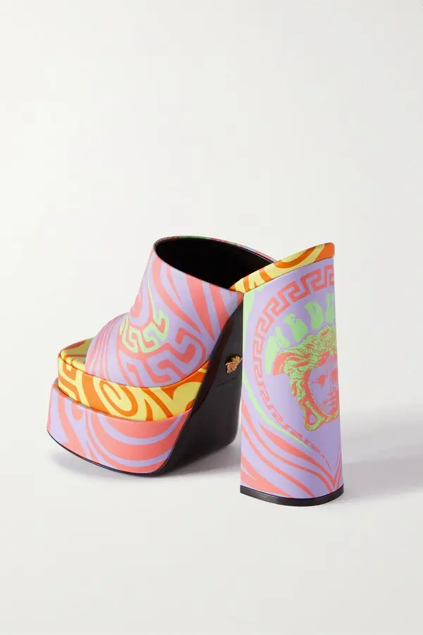 Versace Medusa Music Printed Leather Platform Mules