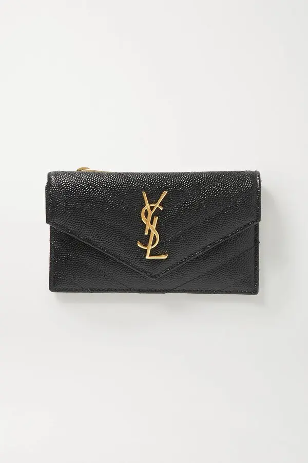 Saint Laurent Monogramme Quilted Textured-leather Wallet - Black