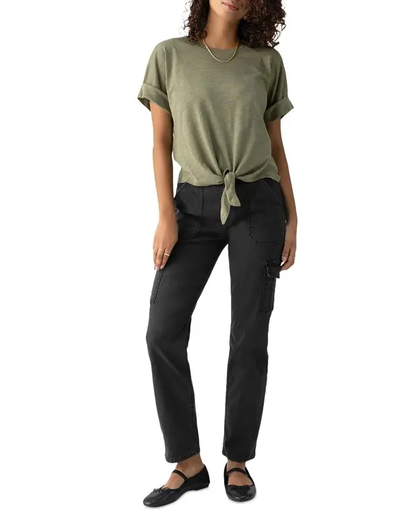 Sanctuary All Day Tie Front Tee - Trail Green