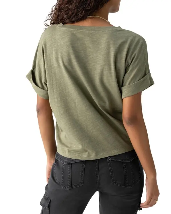 Sanctuary All Day Tie Front Tee - Trail Green