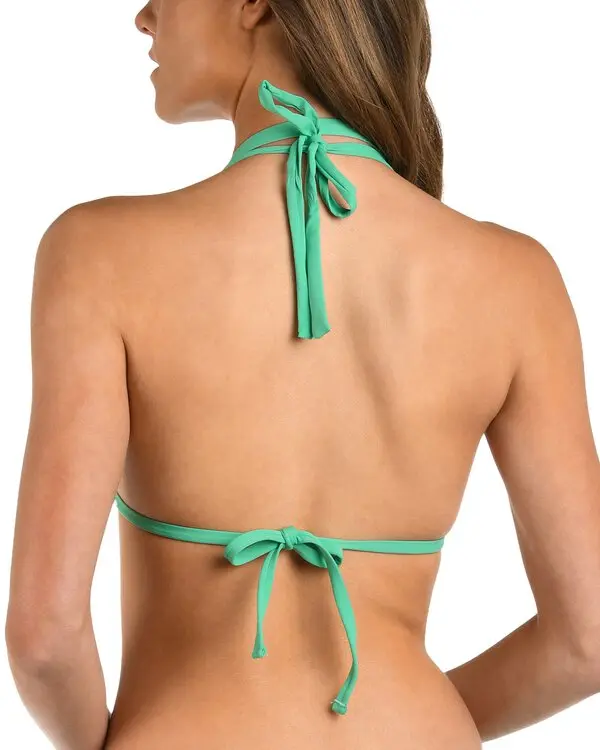 La Blanca Island Gathered Halter Bikini Top - Eucalyptus