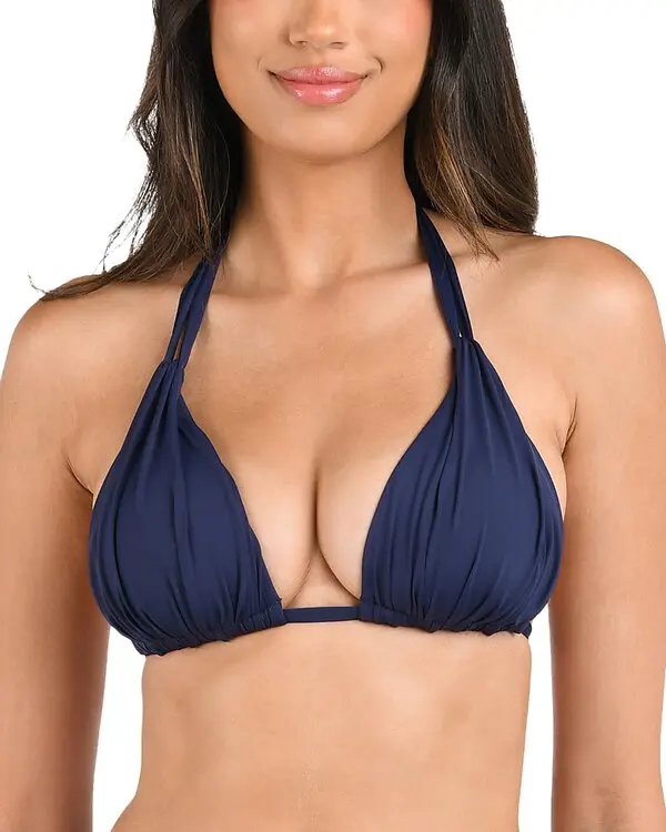 La Blanca Island Gathered Halter Bikini Top - Indigo
