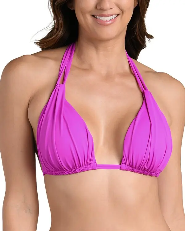 La Blanca Island Gathered Halter Bikini Top - Violet