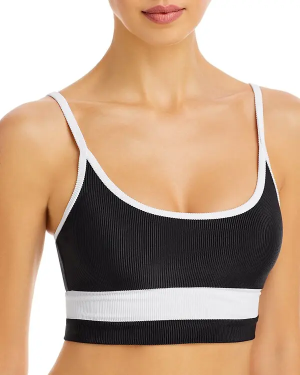 Beach Riot Eva Colorblock Rib Bikini Top - Black White
