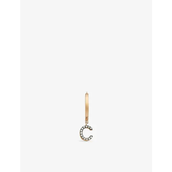 LA MAISON COUTURE Selda Initial Diamond Huggie Earring - Gold