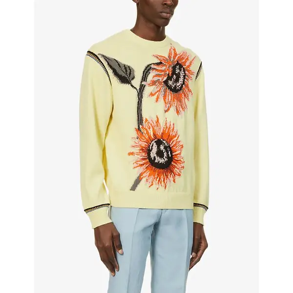 Paul Smith Sunflower Intarsia-Knit Cotton-Blend Jumper - Yellow