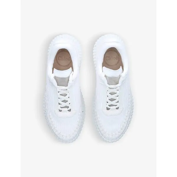 Chloé Nama Embroidered Suede And Mesh Trainers - White