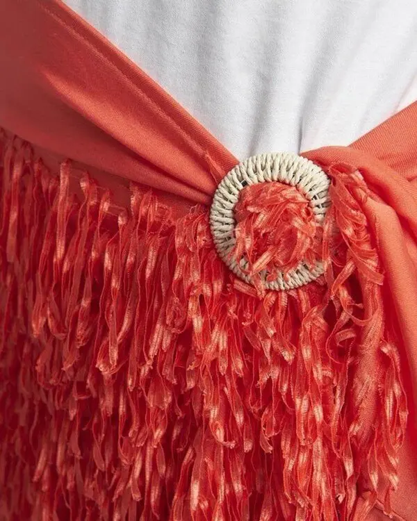 Giorgio Armani Fringe Maxi Skirt - Solid Medium Orange
