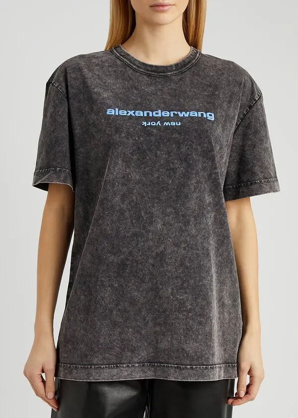Alexander Wang Acid-Wash Cotton T-Shirt - Black | Editorialist