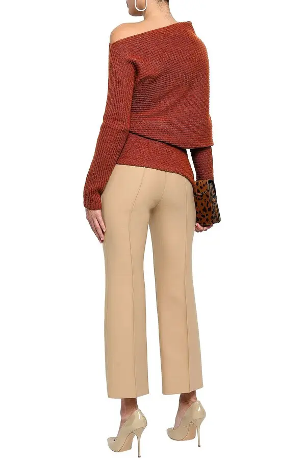Roberto Cavalli Oneshoulder Ribbed Alpaca, Silk And Cashmereblend Sweater - Brick