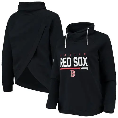 LEVELWEAR Boston Red Sox Vega Funnel Neck Raglan Pullover Sweatshirt - Black