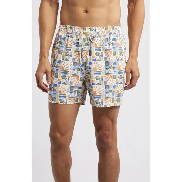FAIR HARBOR The Bungalow Water Repellent Swim Trunks - Beach Sun Tile (103)