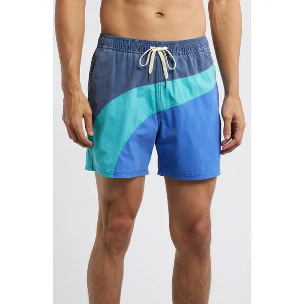 FAIR HARBOR The Bungalow Water Repellent Swim Trunks - Blue Currents